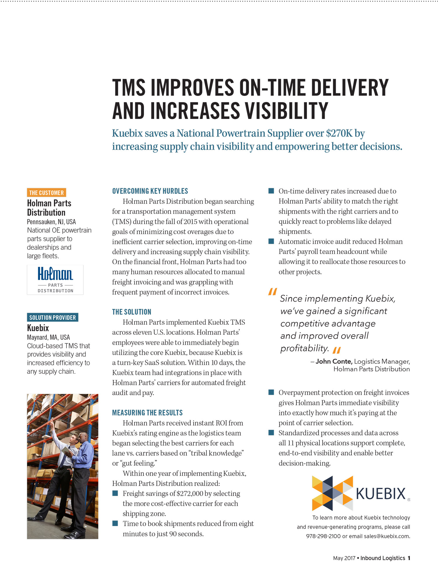 Holman Case Study - Kuebix