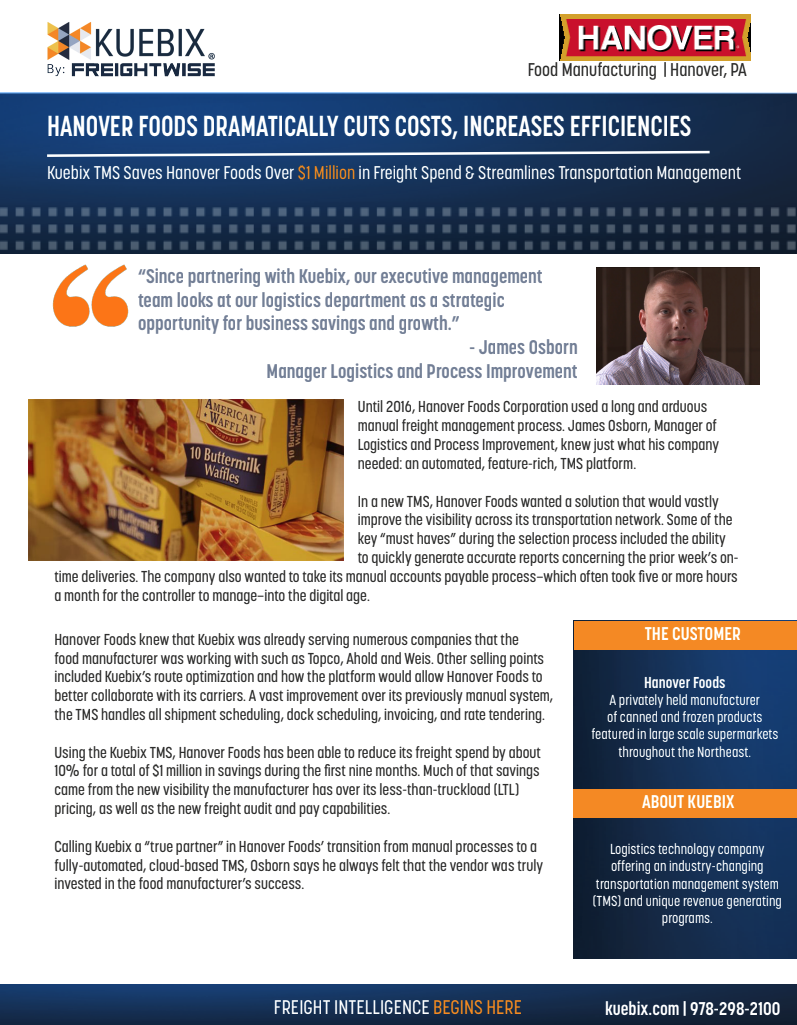 Hanover Foods Case Study - Kuebix