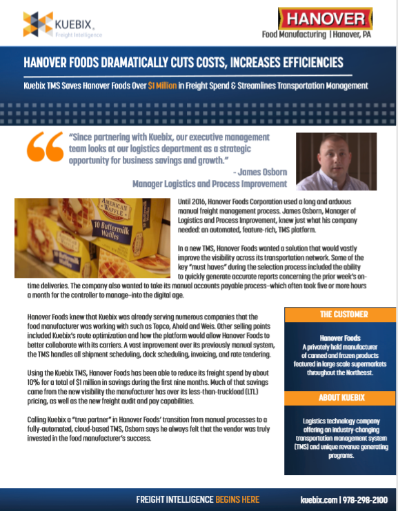 Hanover Foods Case Study - Kuebix