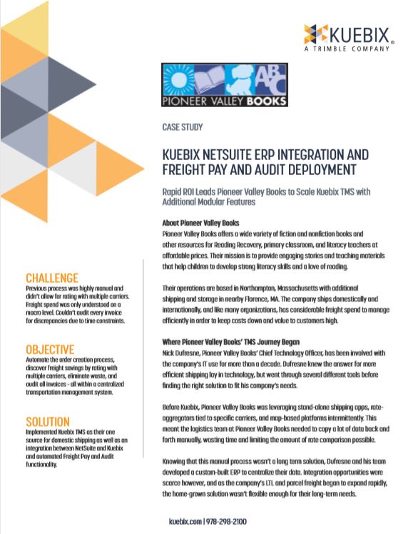 Kuebix NetSuite ERP Integration and Freight Pay and Audit Deployment - Kuebix